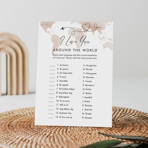 I Love You Around the World, Bridal Shower Game Template, Travel Theme ...