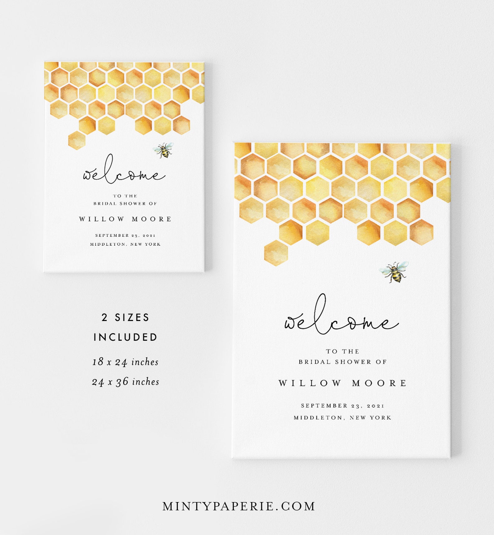 Honey Bee Welcome Sign, Printable Bridal Shower / Baby Shower Poster ...