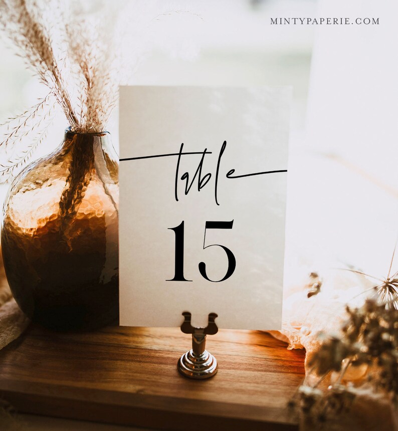 Minimalist Table Number Card Template Simple Clean Modern | Etsy