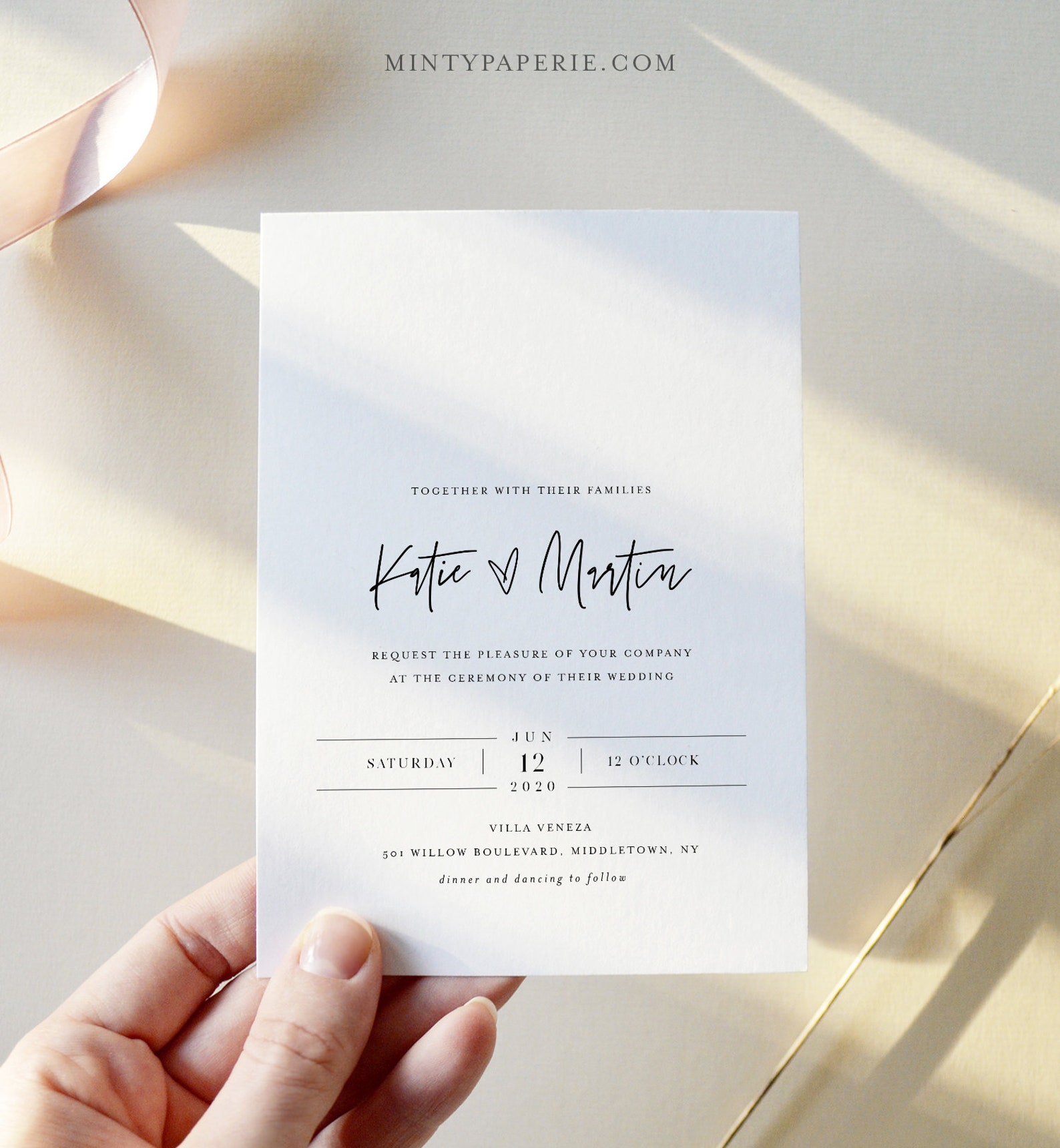Minimalist Wedding Invitation Set, Simple, Modern, Basic Wedding Invite ...