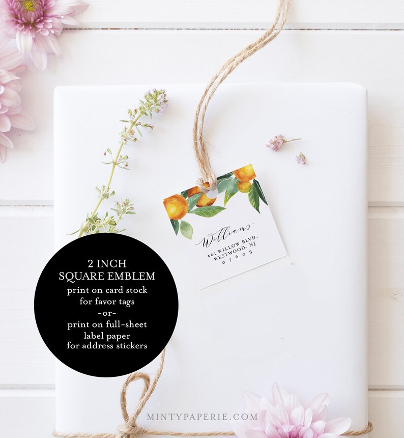 Citrus Orange Envelope Label Template Printable Return - Etsy