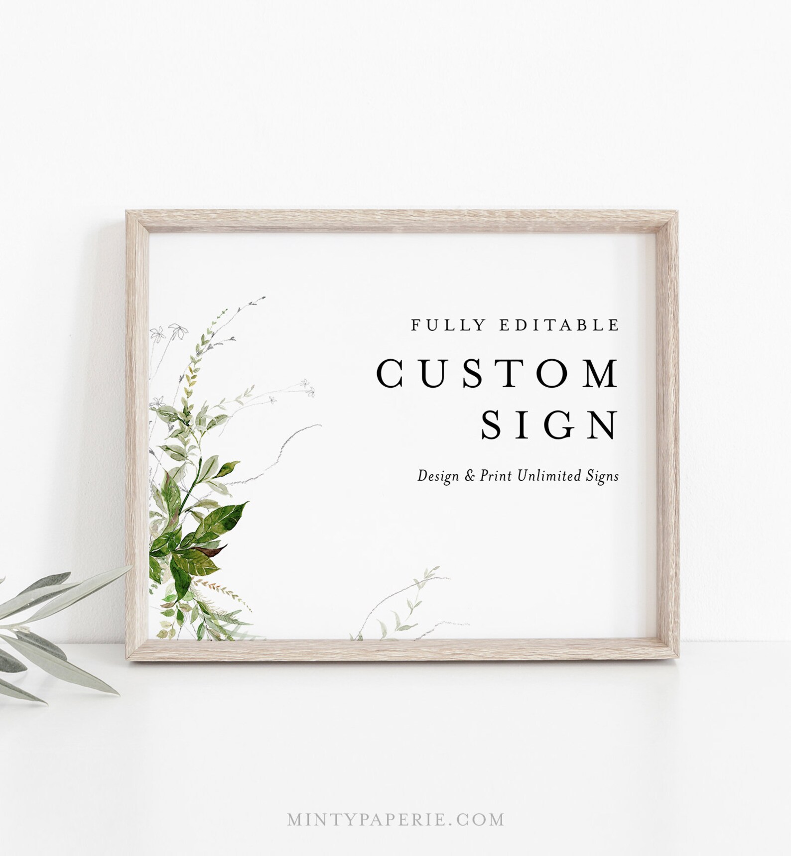 Modern Greenery Custom Sign Template Wedding or Bridal Shower | Etsy