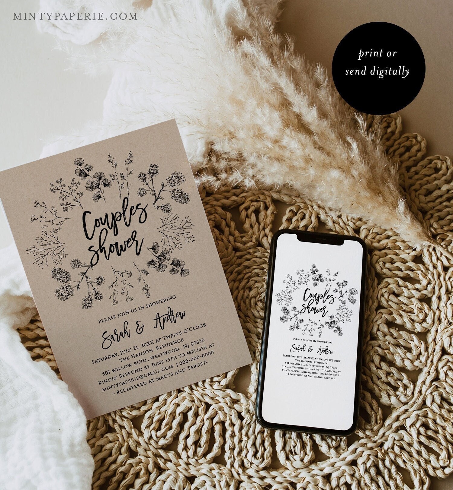 Rustic Bridal Shower Invitation Templates