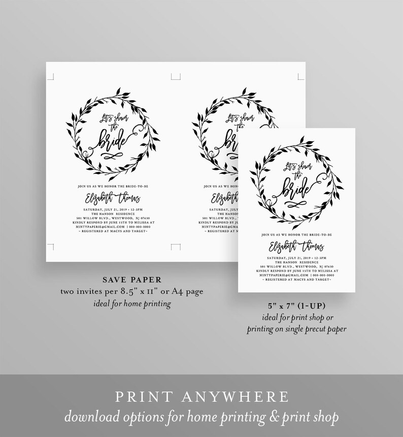 Rustic Bridal Shower Invitation Template INSTANT DOWNLOAD | Etsy