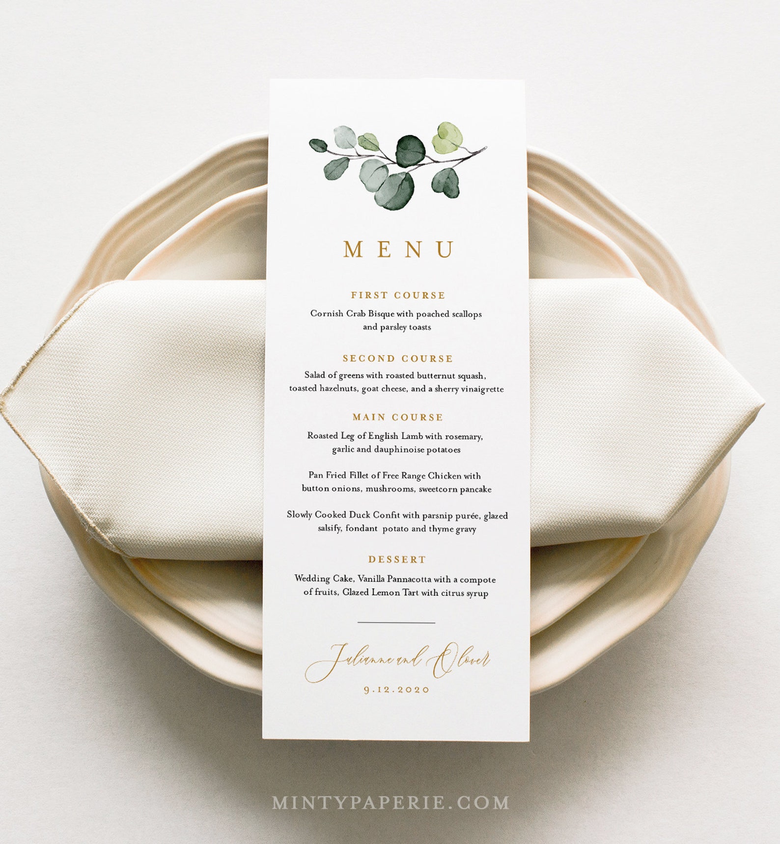 Greenery Menu Template Modern Elegant INSTANT DOWNLOAD - Etsy