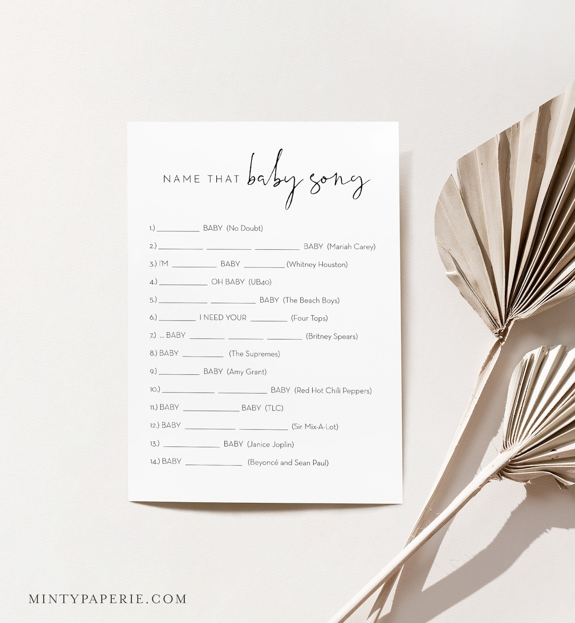 Name That Baby Song Game Template Printable Minimalist Baby | Etsy