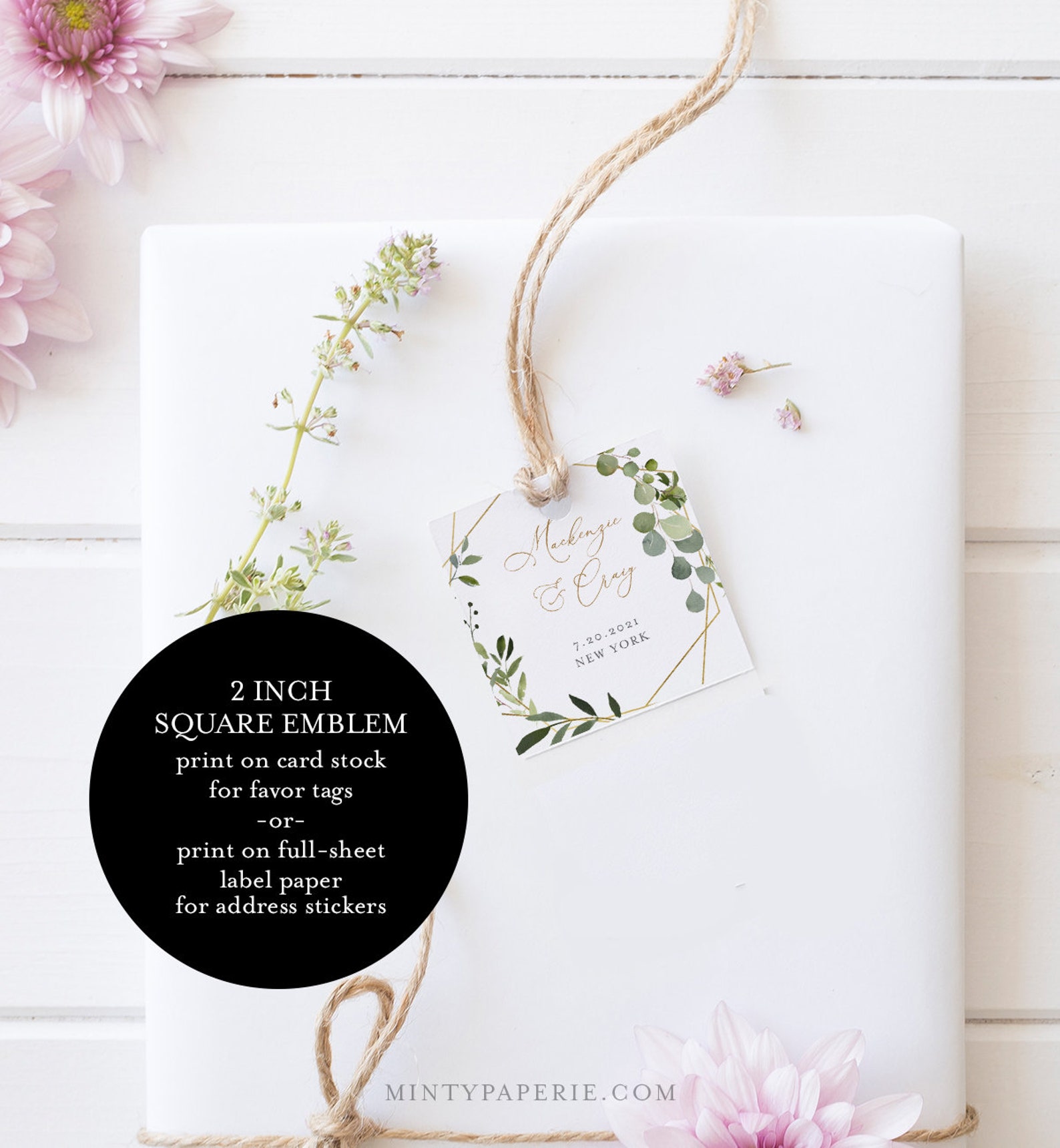 Greenery Envelope Label Template Printable Return Address - Etsy