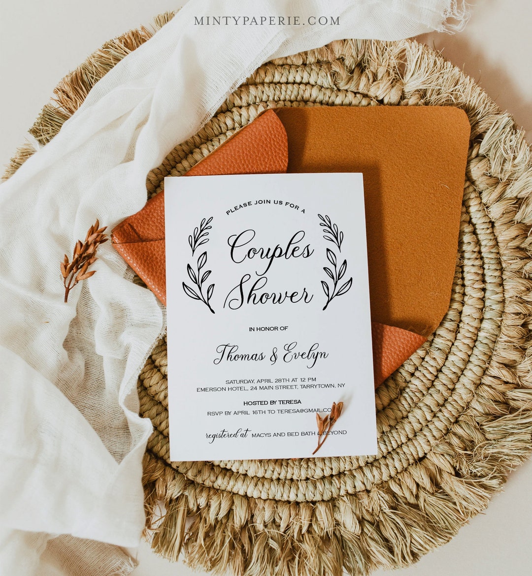 Couples Shower Invitation Template, Printable Wedding Shower Invite ...