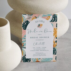 Aloha Bridal Shower Invitation Template, Tropical Hawaiian Luau Bridal ...