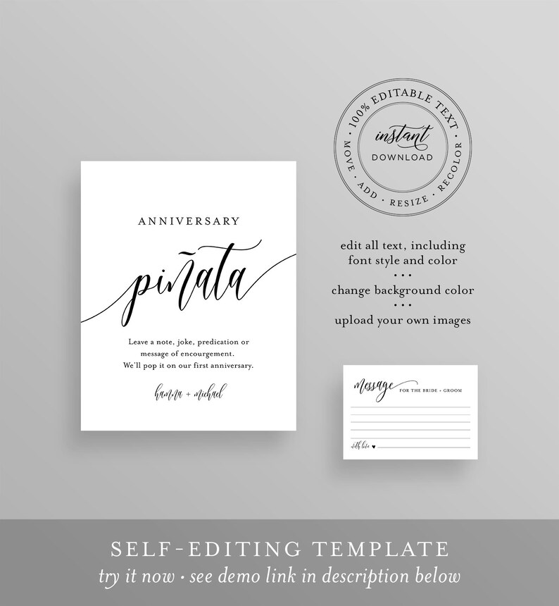 Anniversary Piñata Sign and Advice Card Wedding Guestbook - Etsy