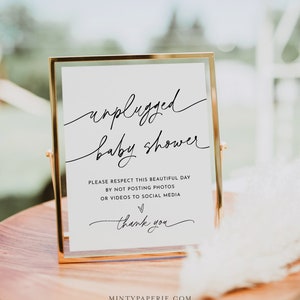 Unplugged Baby Shower Sign, Printable Welcome Sign, No Phone Camera ...