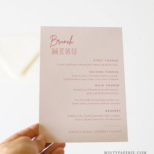 Brunch Menu Template, Printable Bridal Shower Menu Card, 100% Editable ...