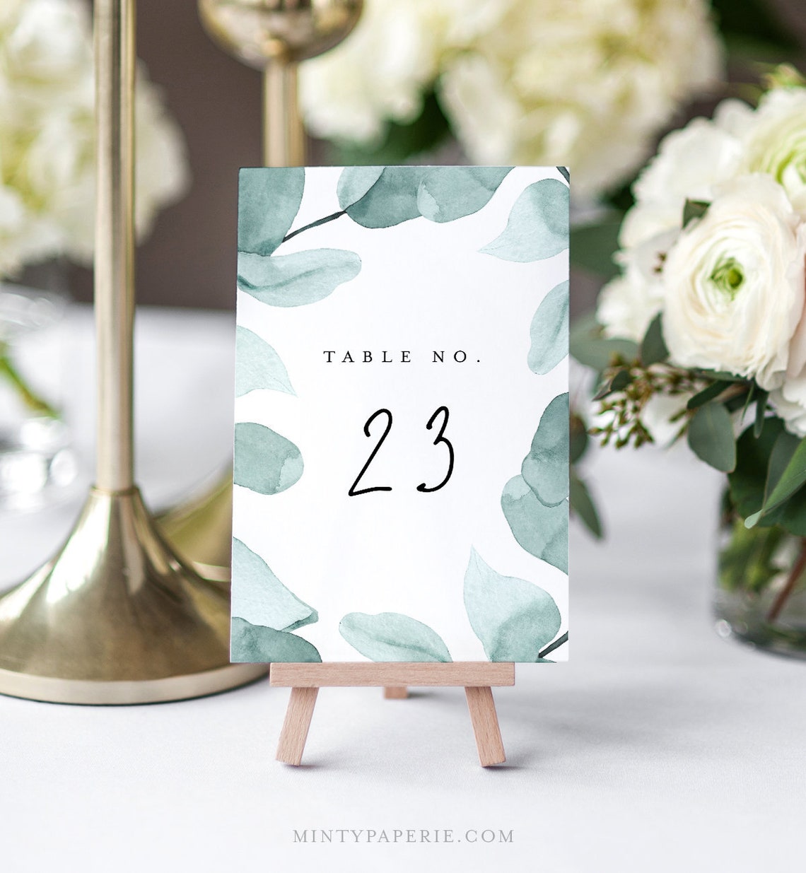 Greenery Table Number Template Printable Wedding Table Card - Etsy