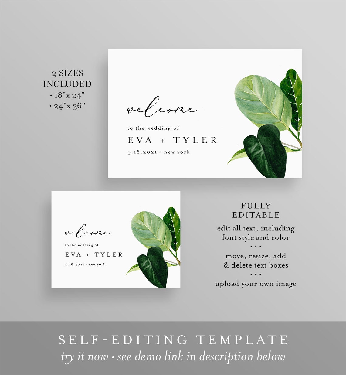 Modern Tropical Welcome Sign Printable Minimalist Wedding or | Etsy