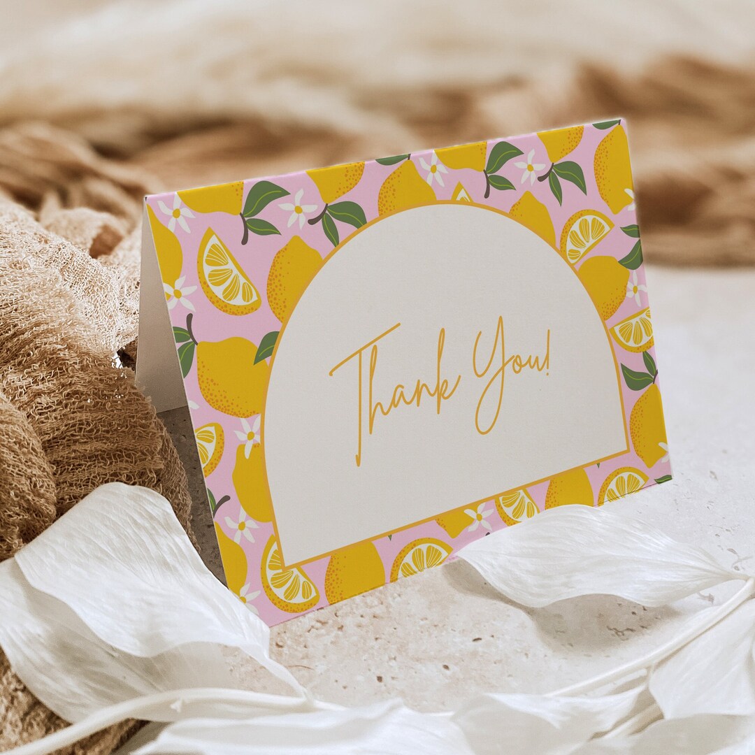 Lemon Thank You Card, Summer Birthday, Baby Shower Thank You Note ...