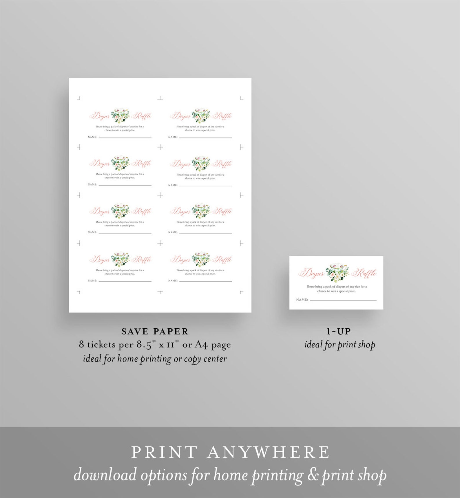 Diaper Raffle Printable Baby Shower Diaper Raffle Insert and - Etsy