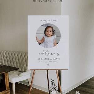 First Birthday Party Sign, Welcome Sign, 1st Year Baby Sign, Modern ...
