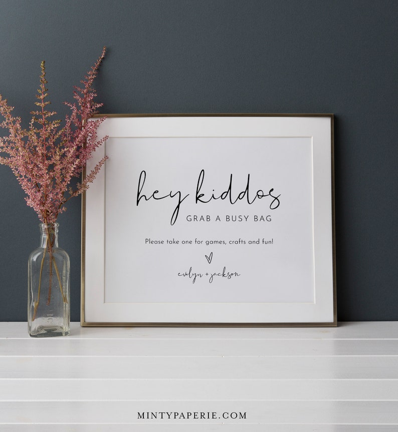 Kids Busy Bag Sign Wedding Kids Arts and Crafts Bag Kids - Etsy