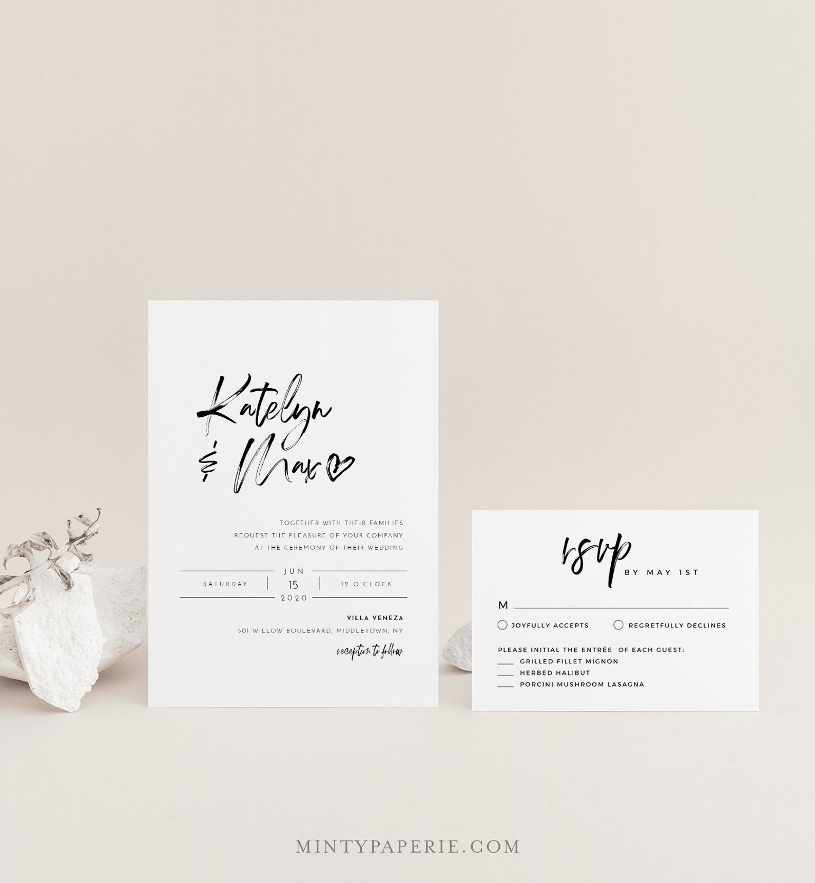 Modern Script Wedding Invitation Set Minimalist Classy 100% - Etsy