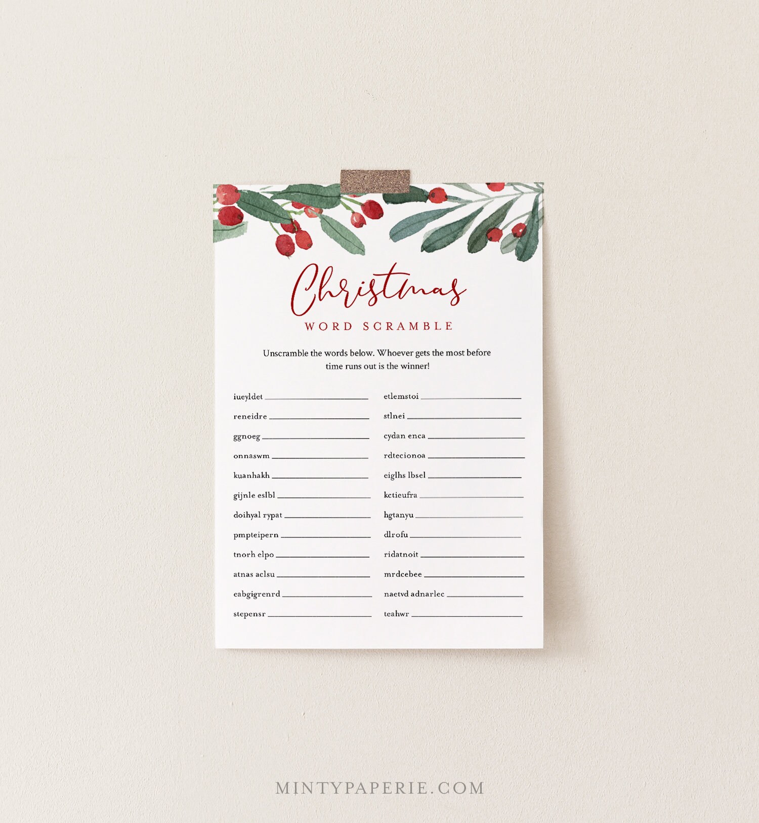 Christmas Word Scramble Holiday Party Game Printable - Etsy