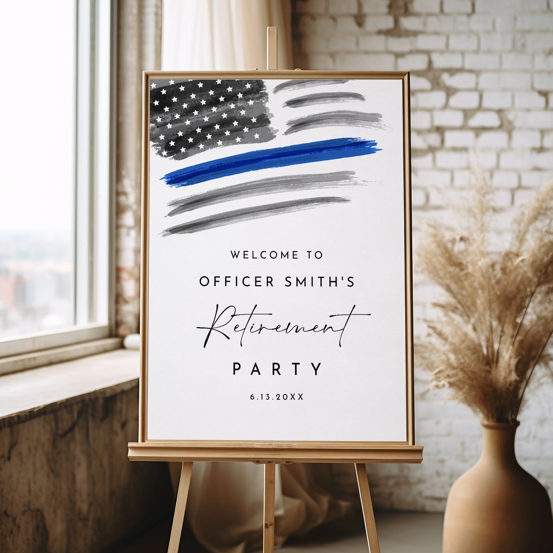 Retirement Party Welcome Sign, Law Enforcement, Police, American Flag ...