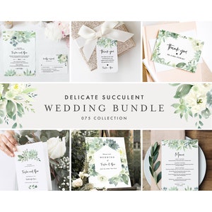 Delicate Succulent Wedding Bundle, Wedding Essential Templates ...