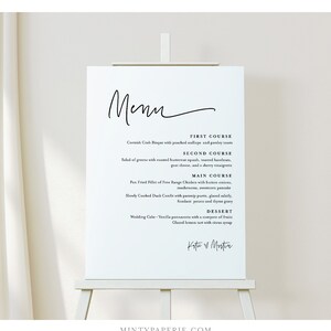 Minimalist Menu Sign, Printable Wedding Dinner Menu Poster, 100% ...