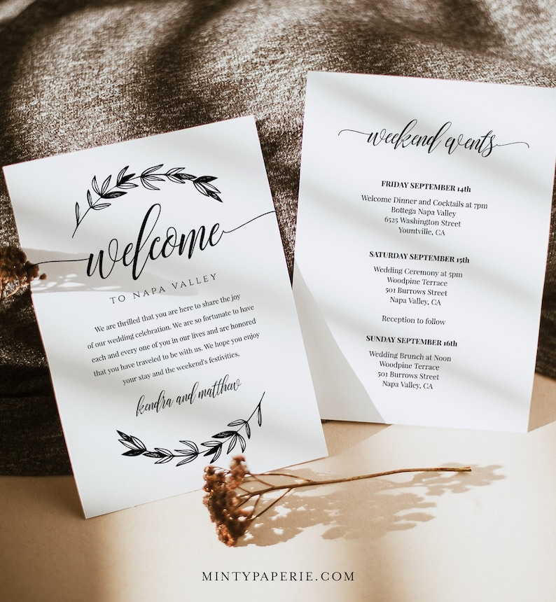 Wedding Welcome Bag Letter Insert, Welcome Bag Note, Wedding Thank You ...