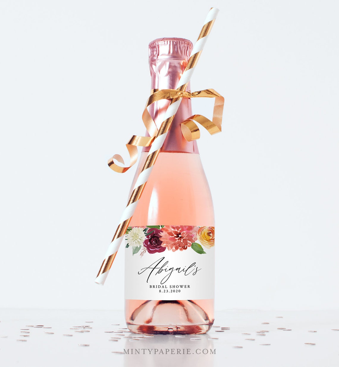 Mini Champagne Bottle Label Template Wedding / Bridal Shower - Etsy