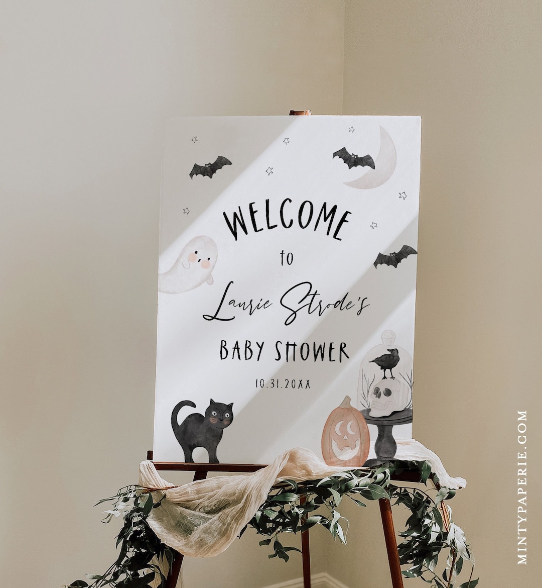 Halloween Welcome Sign Template, Fall Baby Shower, Halloween Birthday ...