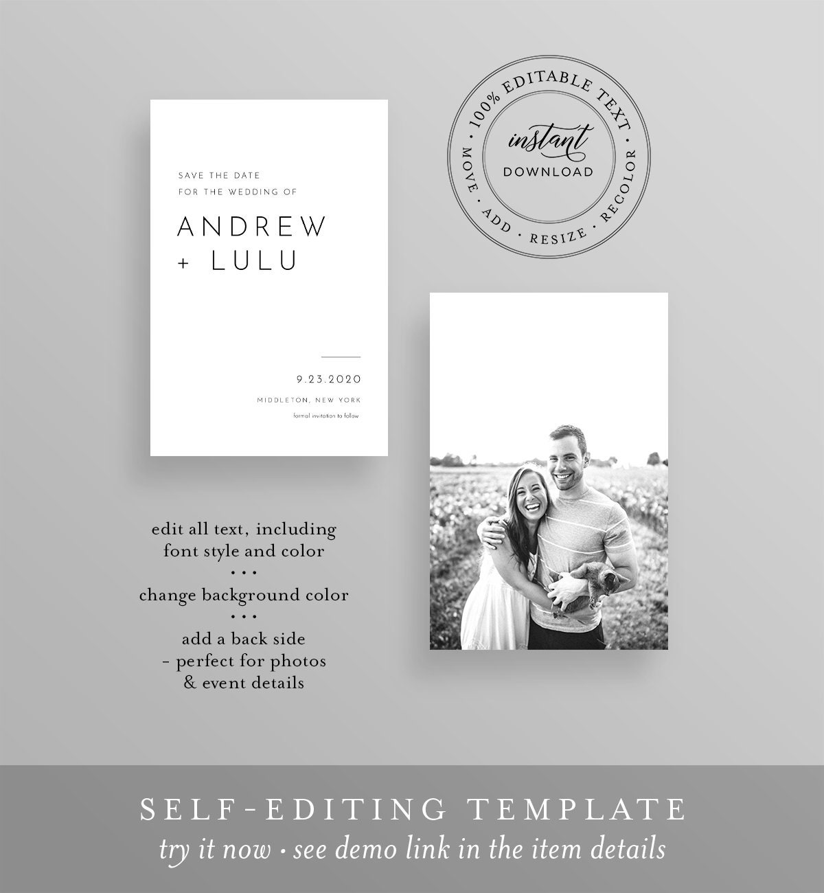 Minimalist Save The Date Template 100 Editable Text Modern Simple Minimalist Save The Date Template 100 Editable Text Modern Simple