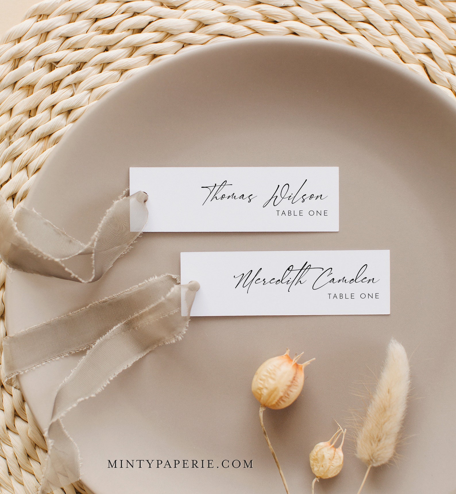 Minimalist Place Card Template 100% Editable Printable - Etsy