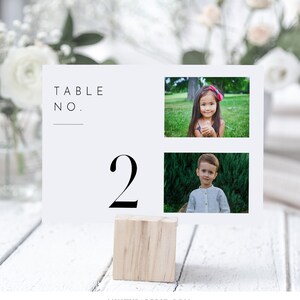Photo Table Number Card, Baby / Childhood Pictures, Minimalist Wedding ...