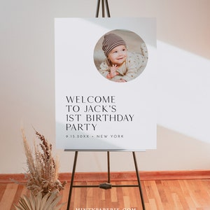 1st Birthday Party Sign, Welcome Sign, First Year Baby Sign, One ...