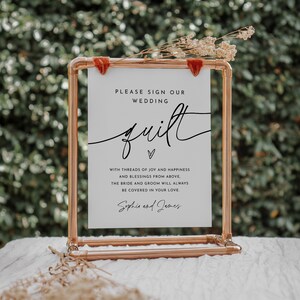 Quilt Guest Book Sign, Sign Our Wedding Quilt Guestbook, Editable ...