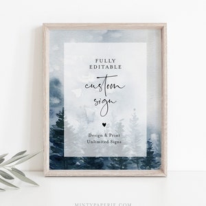 Winter Custom Sign Template, Evergreen Pine Tree Wedding or Bridal ...