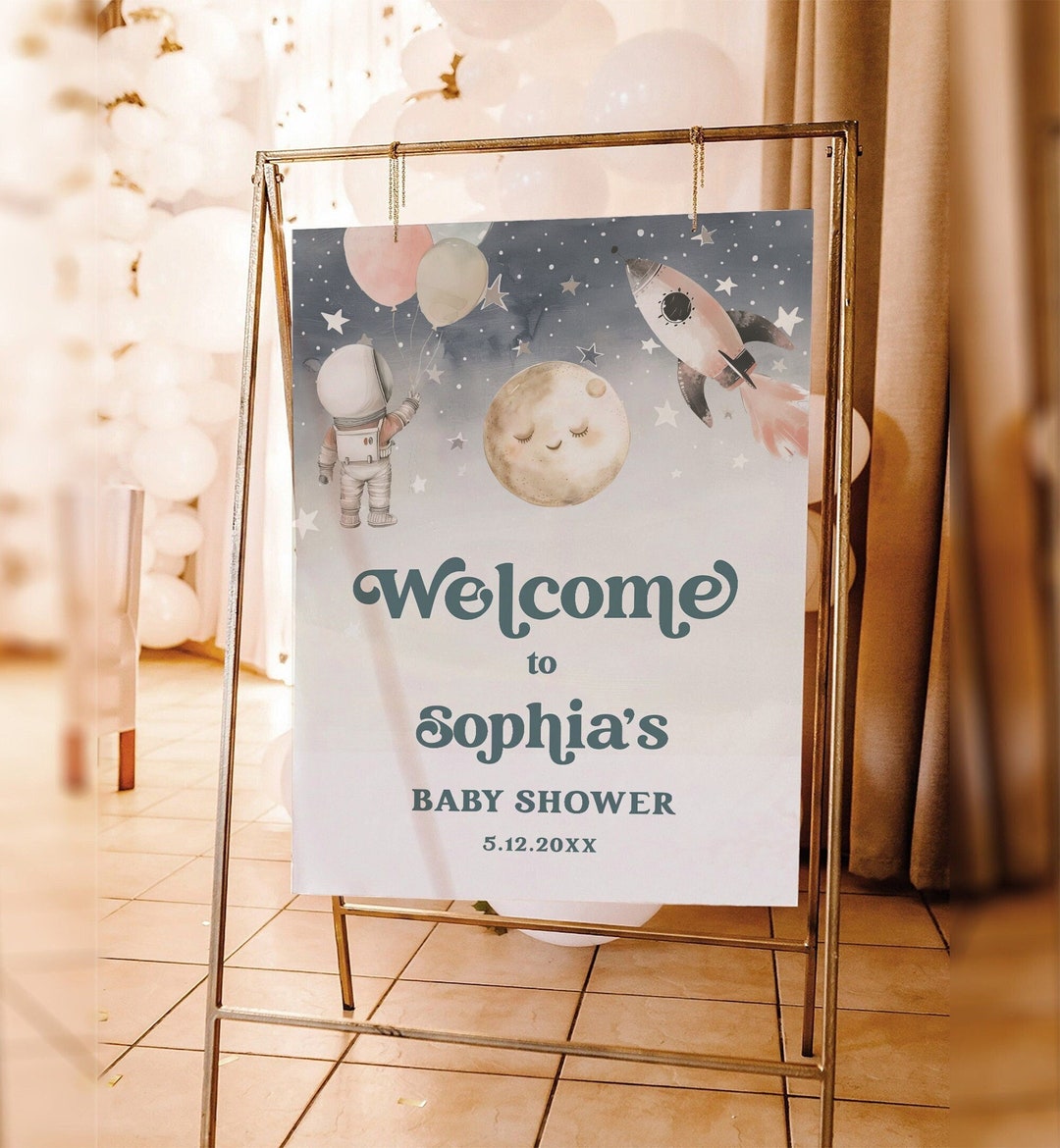 Space Welcome Sign Template, Planets 1st Birthday Welcome Poster, Trip ...