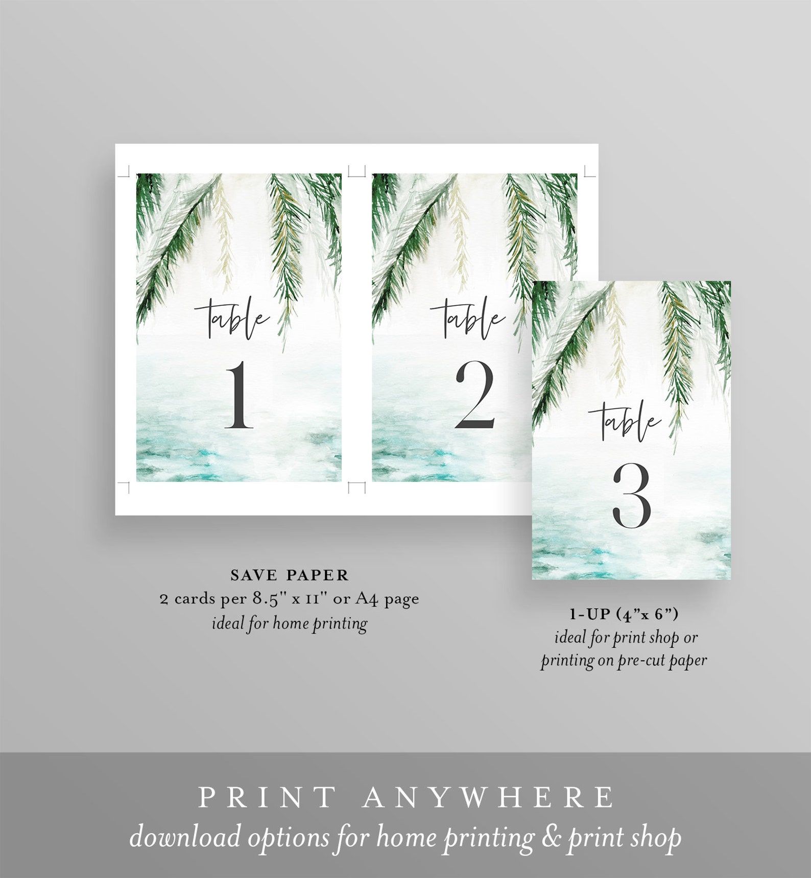 Tropical Table Number Card Template, Beach Destination Wedding Table ...