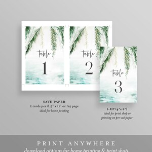 Tropical Table Number Card Template, Beach Destination Wedding Table ...