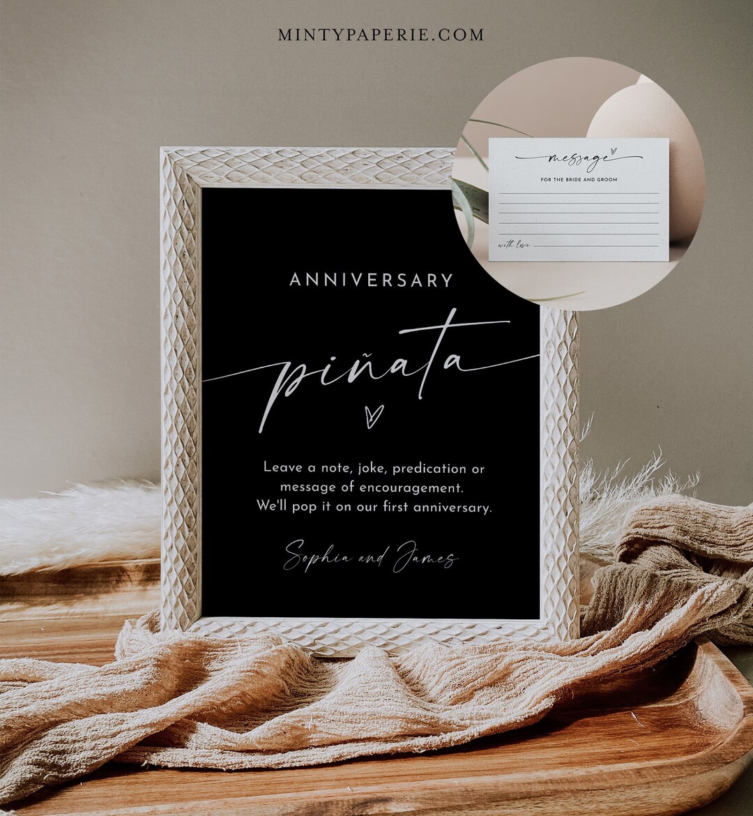 Anniversary Piñata Sign and Advice Card, Wedding Guestbook Alternative ...