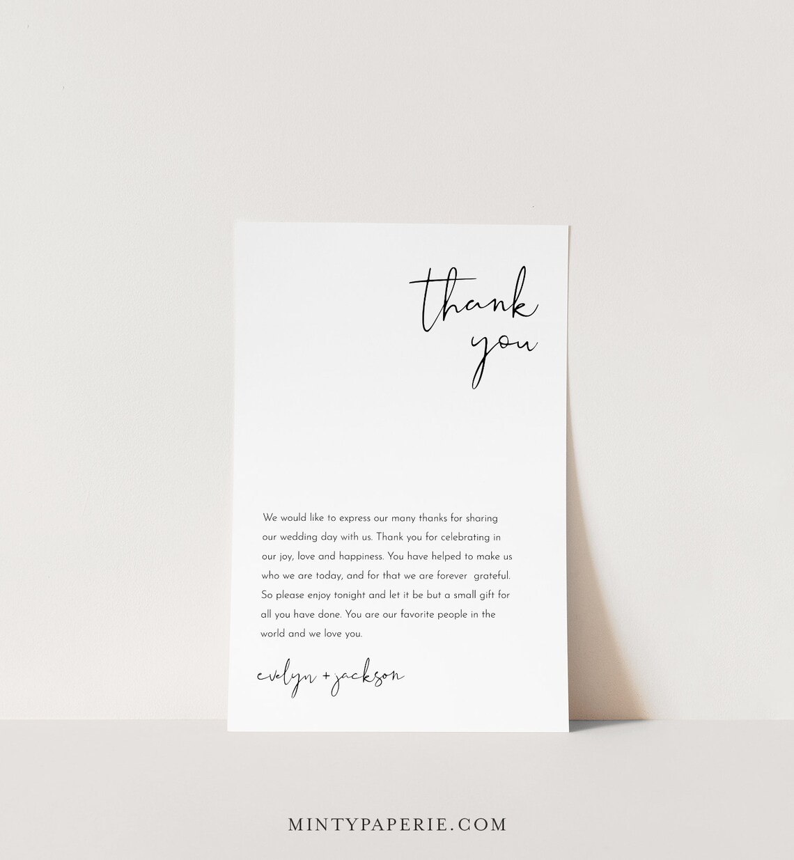 Minimalist Thank You Letter With Photo Modern Napkin Note | Etsy