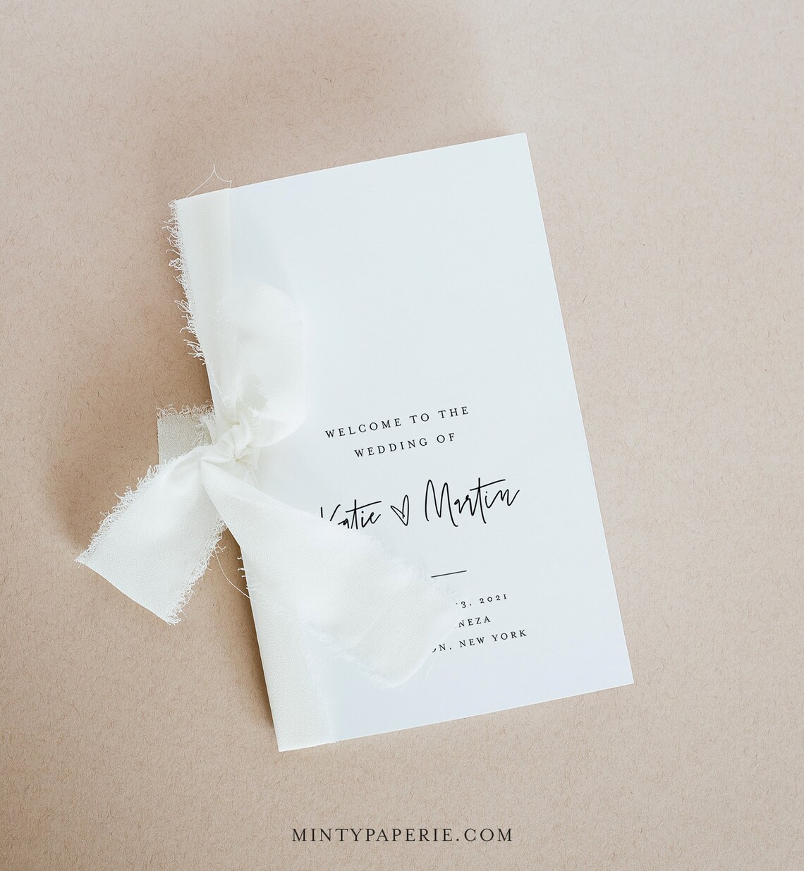 Minimalist Wedding Program Template Modern Script Order of | Etsy