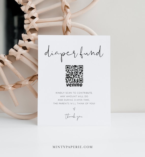 Diaper Fund Sign Venmo Baby Shower Sign Minimalist Baby - Etsy