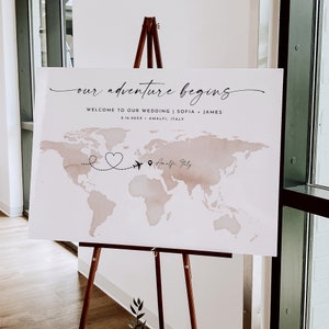 Travel Welcome Sign, World Map, Destination Wedding, Bridal Shower ...