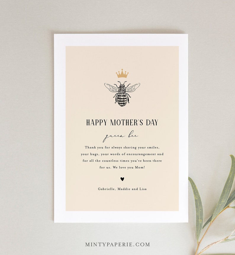 Queen Bee Mother's Day Card Printable Funny Mothers Day | Etsy