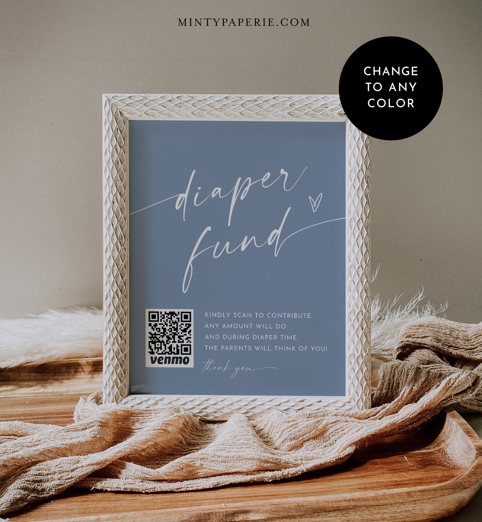 Diaper Fund Sign Venmo Baby Shower Sign Minimalist Baby - Etsy