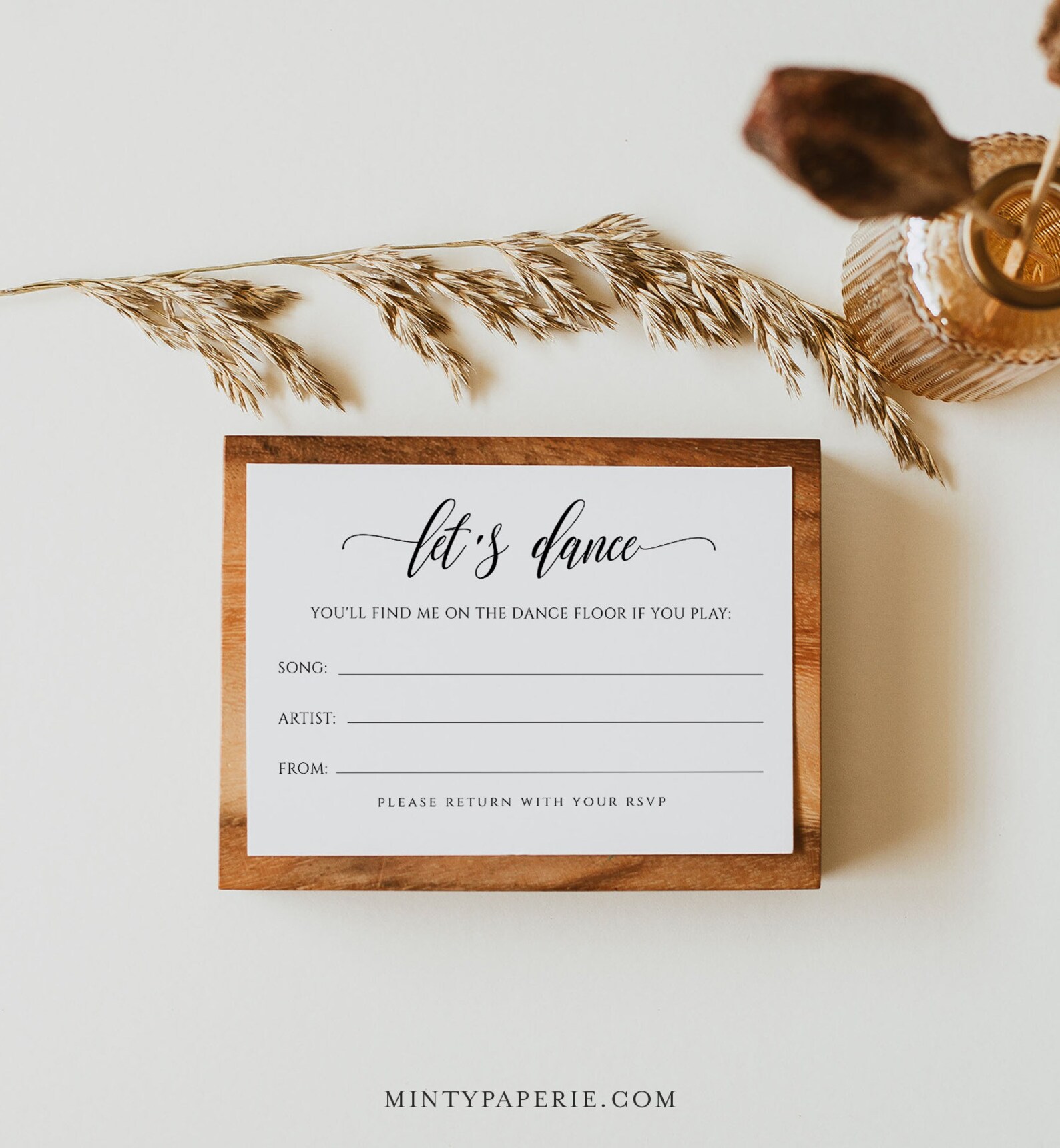 Wedding Song Request Card, Printable DJ Request, Song Request RSVP ...