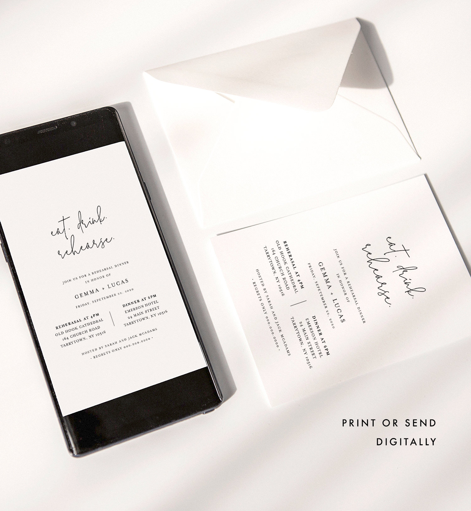 Minimalist Rehearsal Dinner Invitation Template, Modern Simple ... Minimalist Rehearsal Dinner Invitation Template, Modern Simple ...