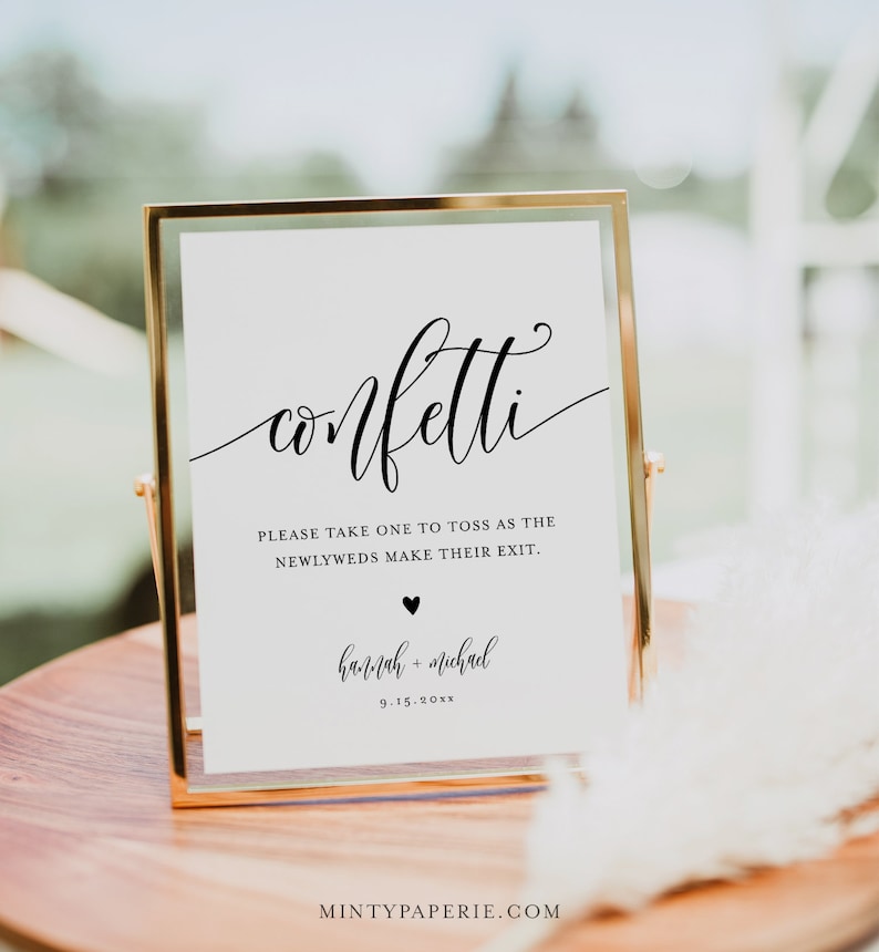 Confetti Sign off Sign, Printable Minimalist Wedding Send Off, Confetti ...