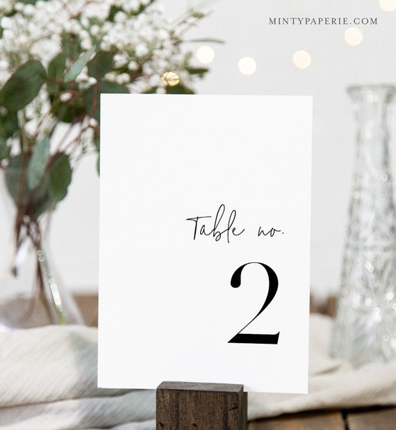 Minimalist Table Number Card Template Modern Simple Clean | Etsy